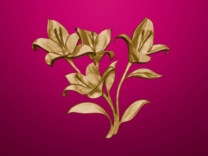 Elegant Lily Trio 3D STL Model for Aspire Artcam, CNC Relief ...