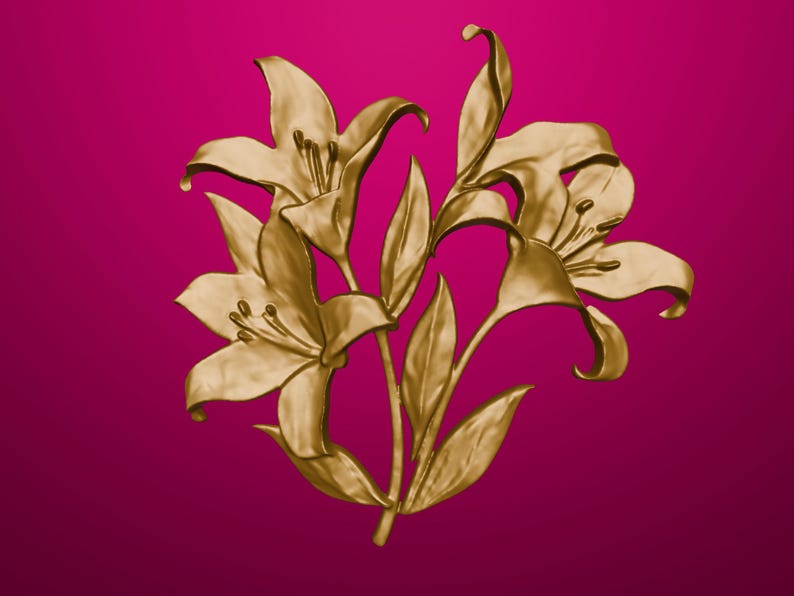Elegant Lily Flower 3D STL Model for Aspire Artcam CNC Reliefs ...
