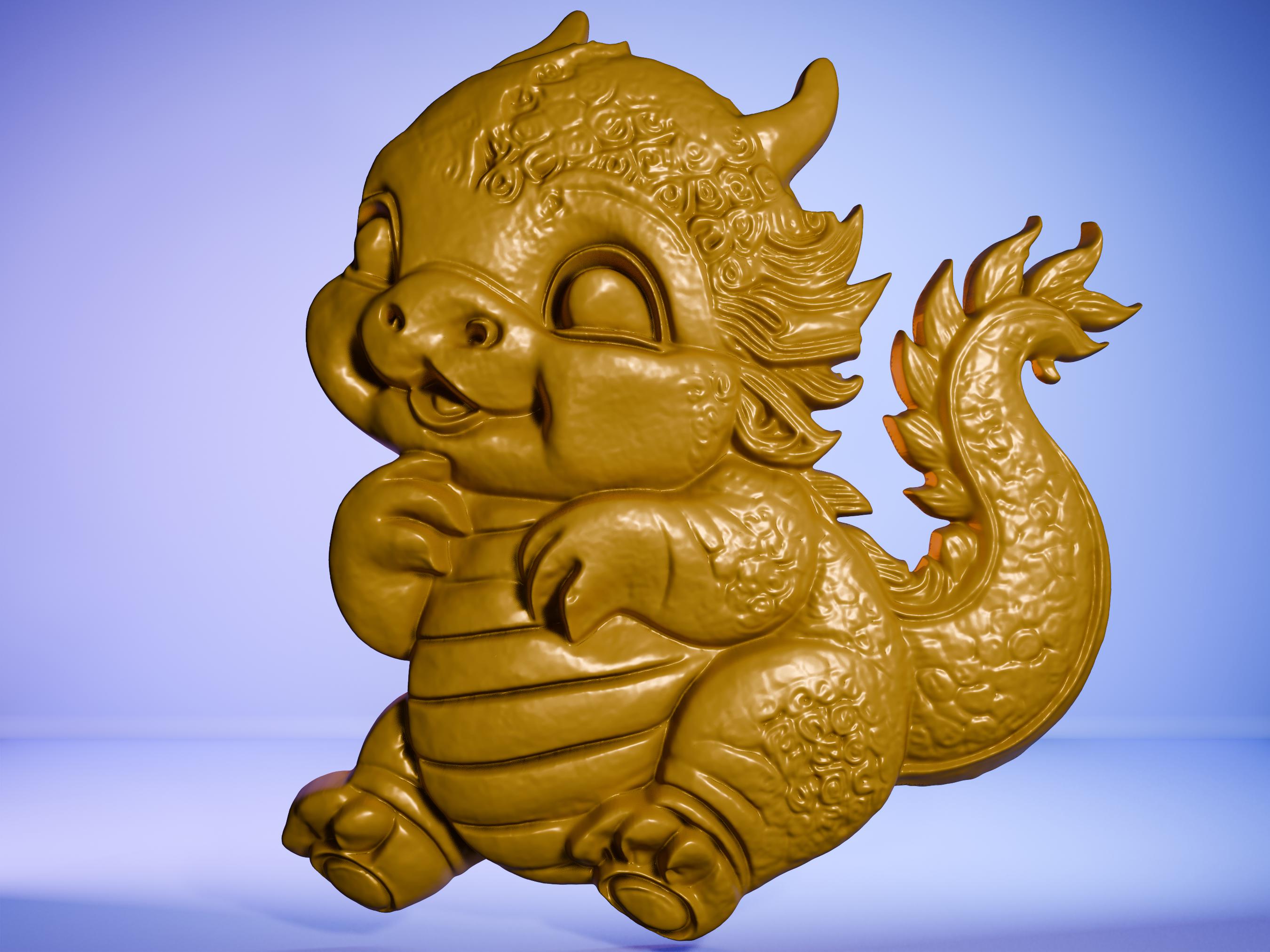 Cute Dragon 3D STL Model for CNC, Relief, Artcam, Aspire, 3D Printer ...