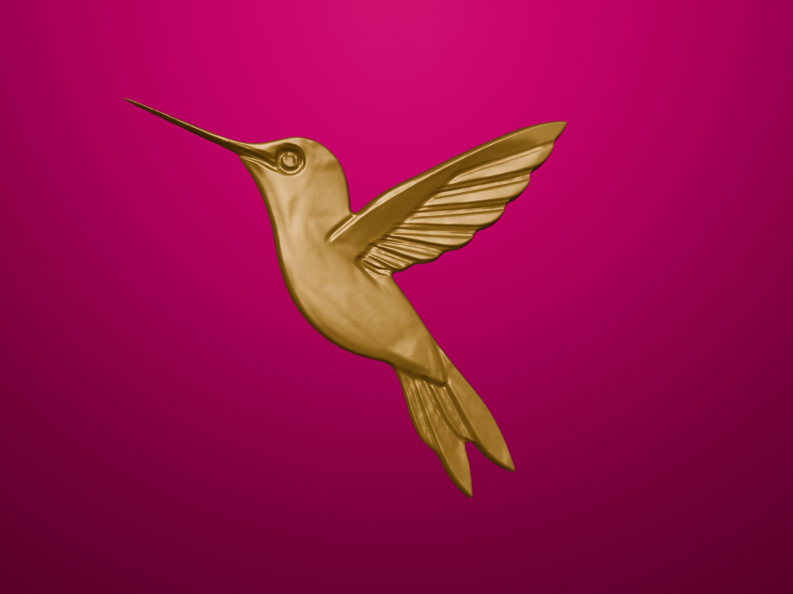 Hummingbird in Flight 3D STL Model for CNC, Stone Engraving, and 3D ...