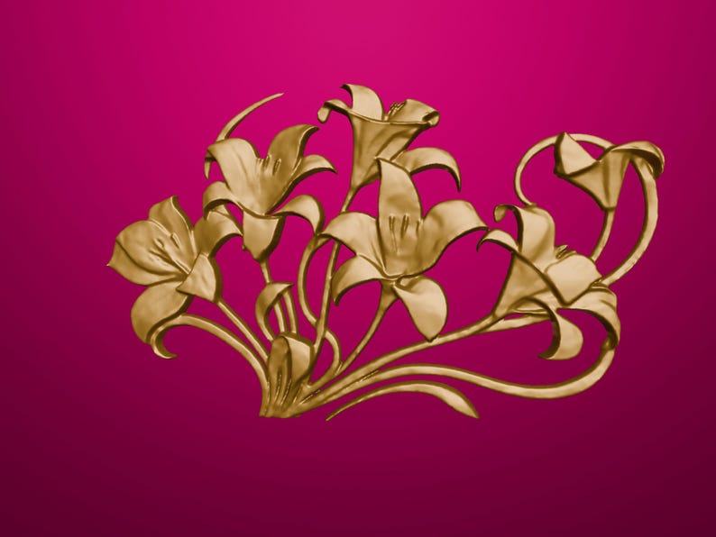 Ornate Lily Bouquet 3D STL Model for Aspire Artcam, CNC Relief ...