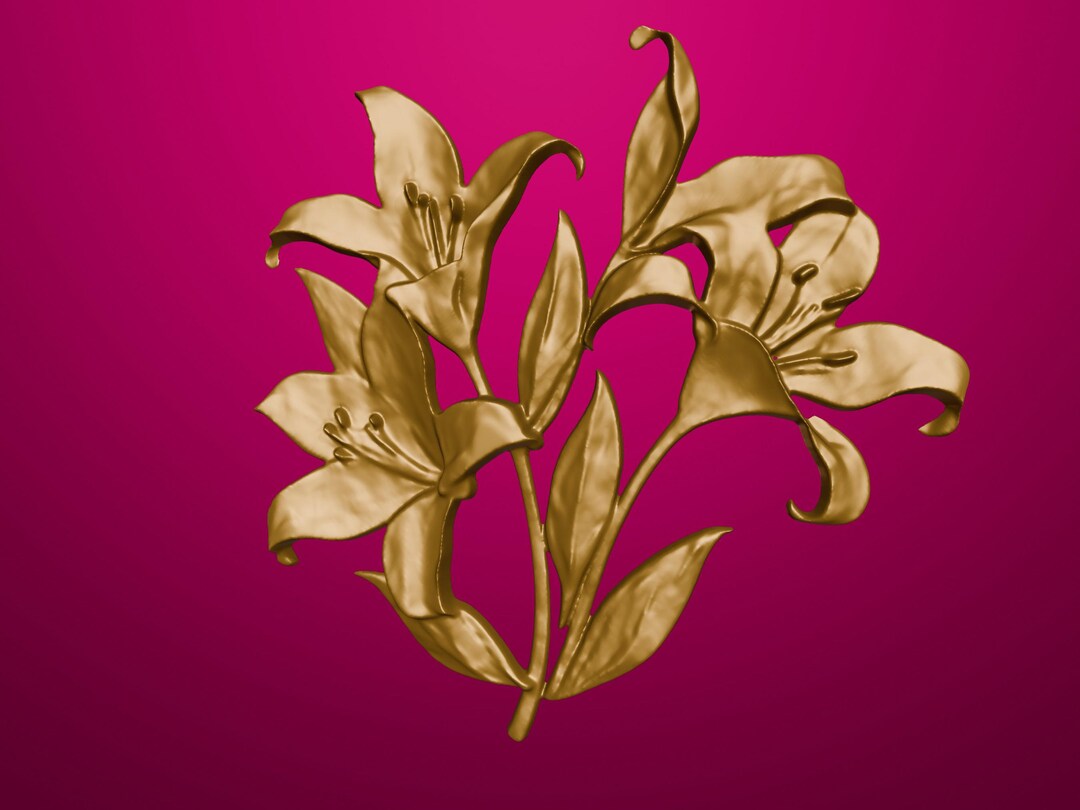 Elegant Lily Flower 3D STL Model for Aspire Artcam CNC Reliefs ...