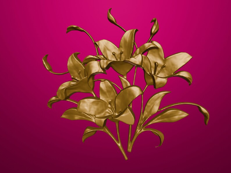 Elegant Lily Bouquet 3D STL Model for Aspire Artcam, CNC Relief ...