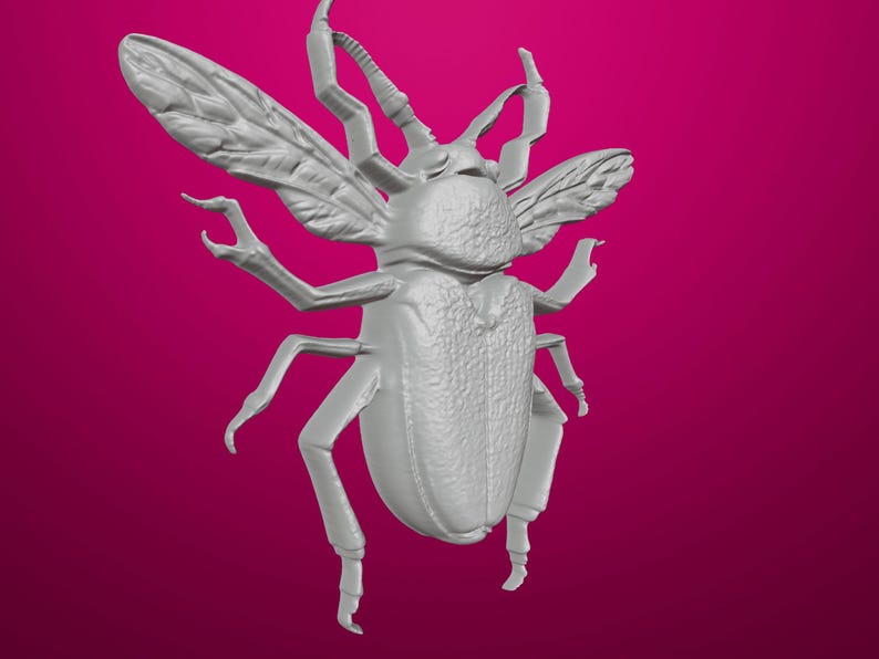 Beetle With Wings Relief 3D STL Model for Aspire Artcam, CNC Carving ...