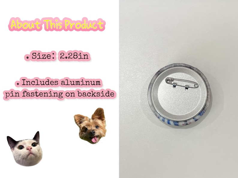 Custom Plush Pet Badge, Fuzzy Pet Pin, Personalized Pet Button Pin ...