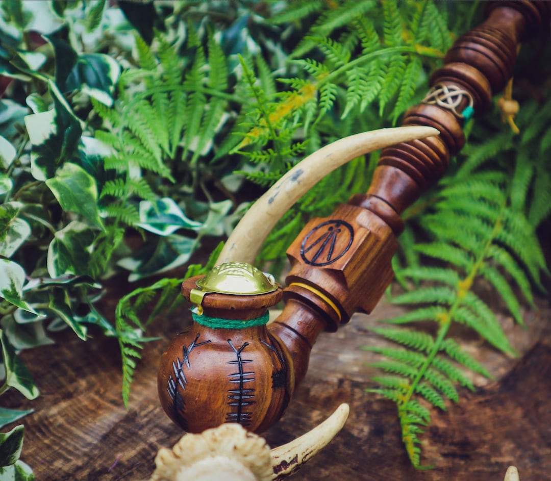 Druid Ogham Tobacco Pipe / Ceremonial Smoking Pipe: Churchwarden Extra ...