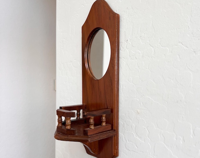 Vintage Spindle Rail Mirror Solid Wood Shelf, Decor Shelf, Accent Shelf ...