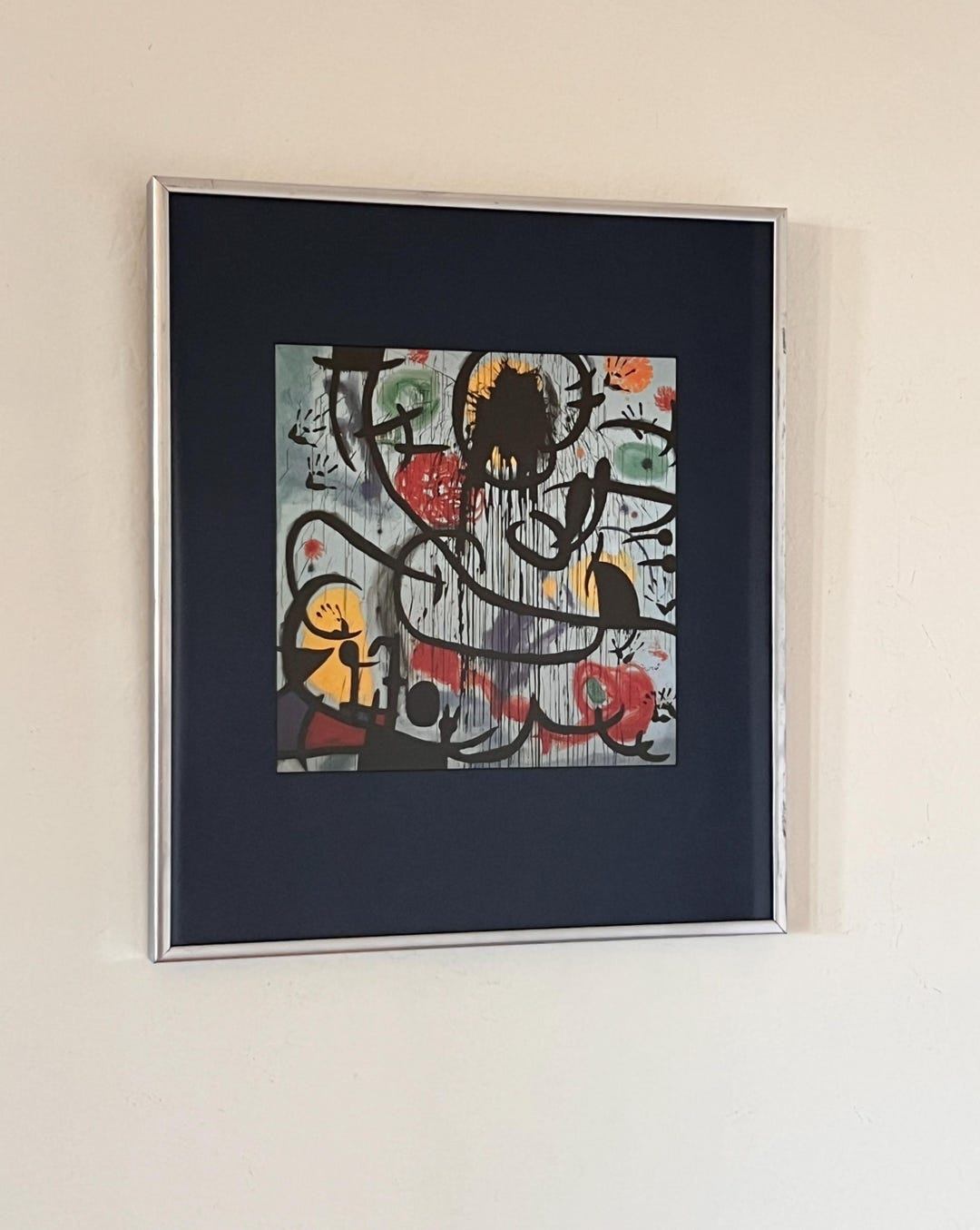 Vintage 'may 1968' Joan Miro Art Custom Dark Blue Pinstripe Matting ...