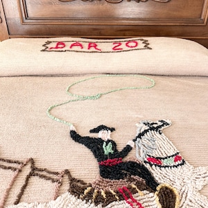 Vintage 1950s Chenille Western Bedspread Hopalong Cassidy Horse Cowboy ...