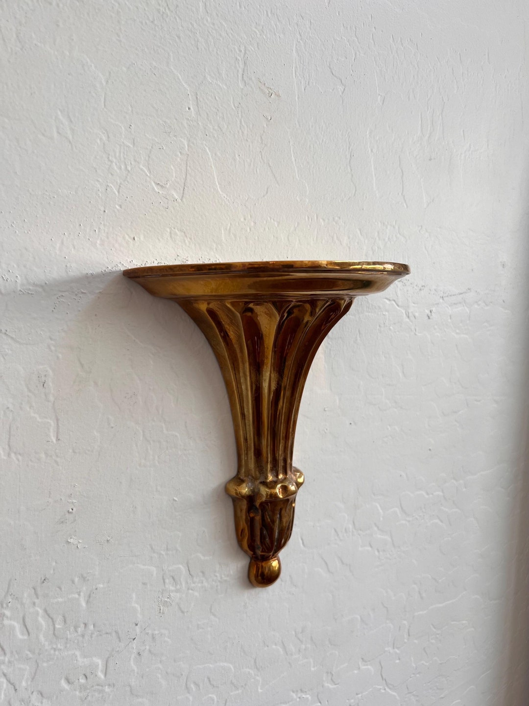Vintage Solid Brass Wall Shelf or Display, Patina Neoclassical Sconce ...
