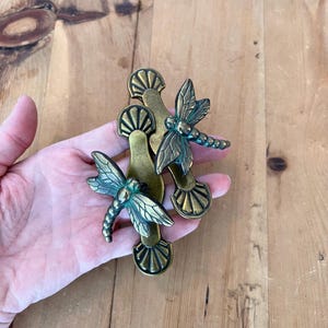 Two Vintage Dragonfly Gold Drawer or Cabinet Pulls, Cabinet Drawer Knobs Interior Knobs, Vintage ...