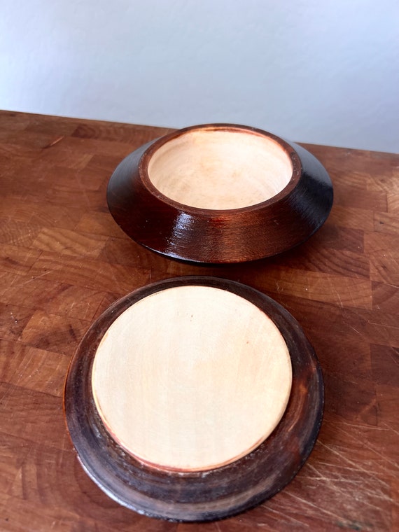 Vintage Inlay Handpainted Wood Box, Handmade Round Br… - Gem