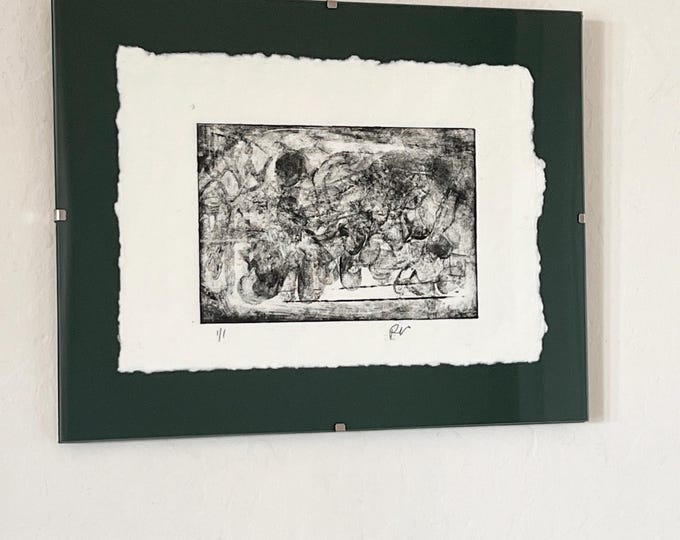 Original Abstract Fine Line Dry Point Etching Original Wall Art Signed ...
