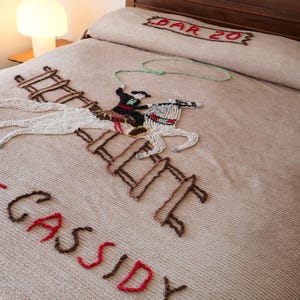 Vintage 1950s Chenille Western Bedspread Hopalong Cassidy Horse Cowboy ...