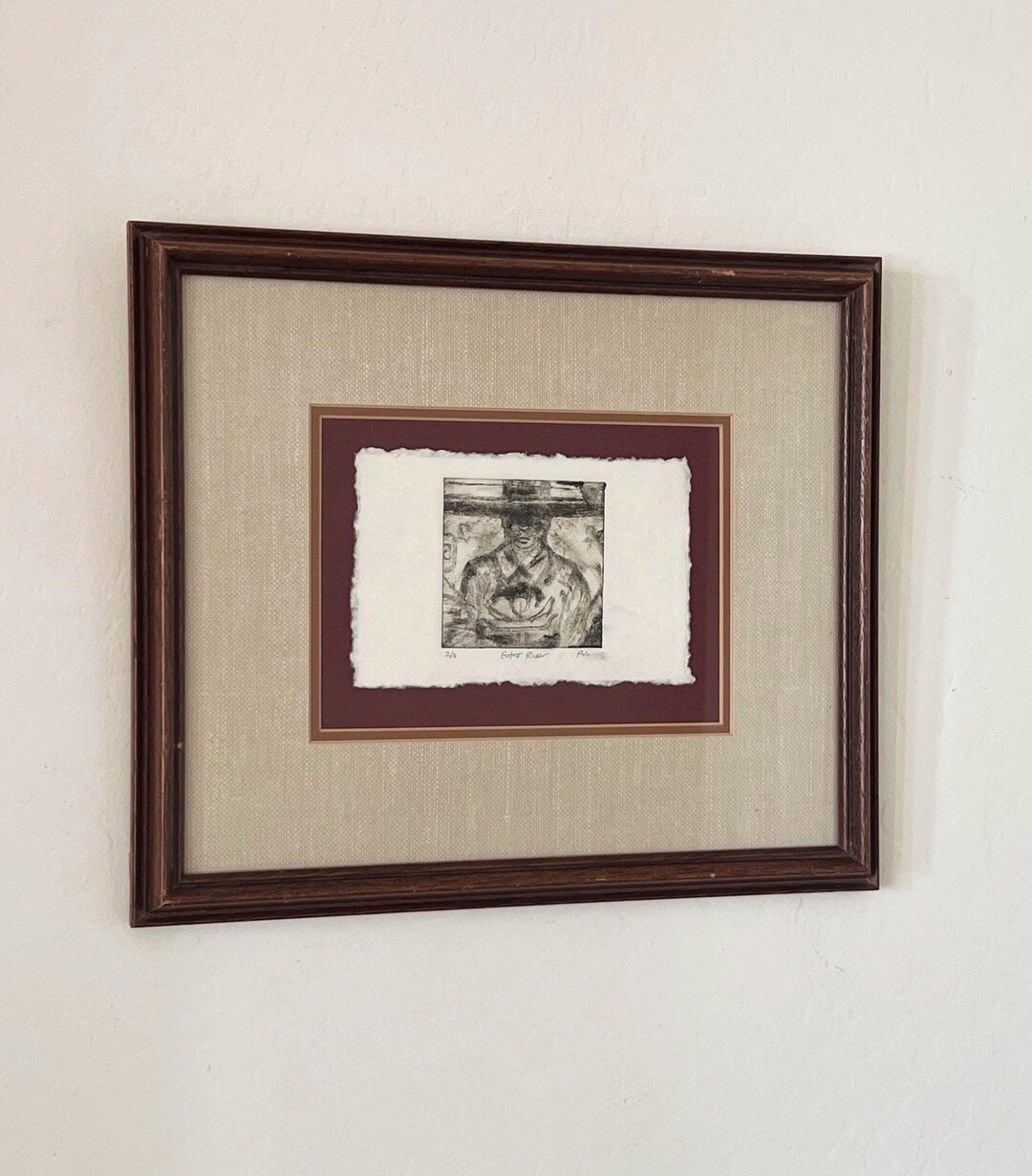 Original Fine Line Abstract Dry Point Etching 'ghost Rider' Vintage ...