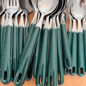 Vintage Dark Green MCM Flatware 48 Piece, Set for 12 Stainless Steel ...