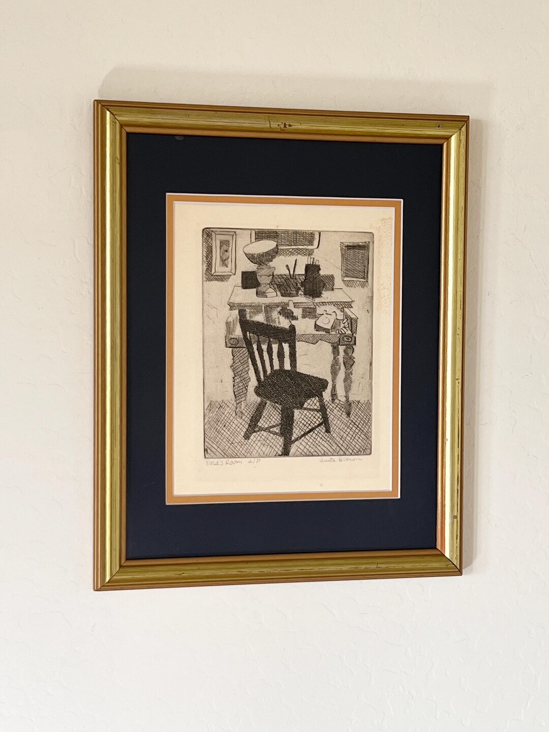Vintage Original Still Life Etching 'nora's Room' Artist Signed Hanging ...