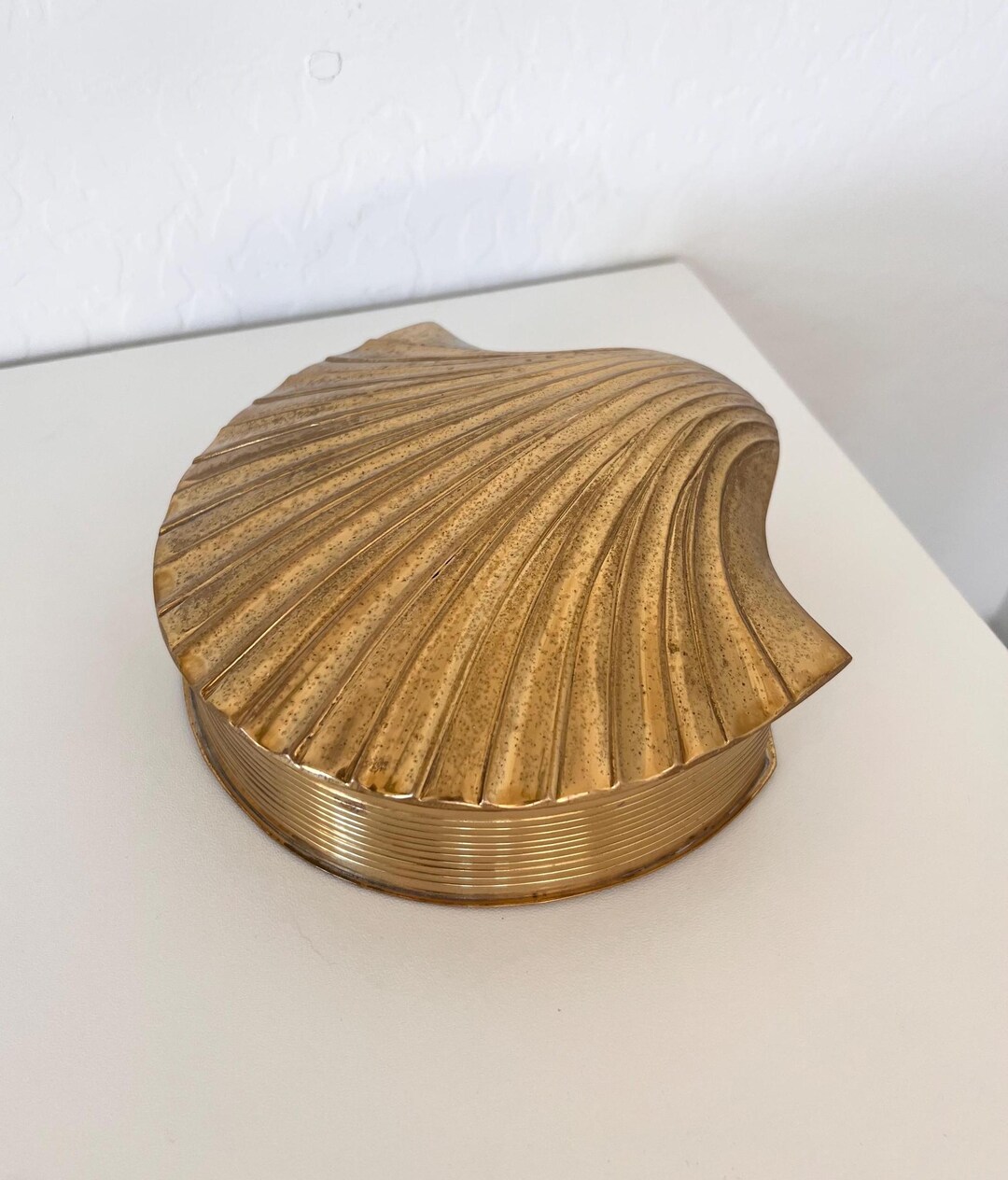 Vintage MCM Large Seashell Solid Brass Box With Intricate Detailed ...