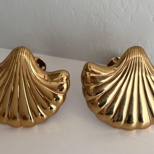 Two Vintage Curtain Tiebacks Seashell Brass Mid Century Modern Home ...