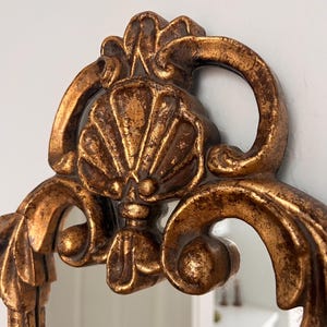 Vintage Italian Rococo Baroque Gold Wall Mirror Scrolled Giltwood Resin ...