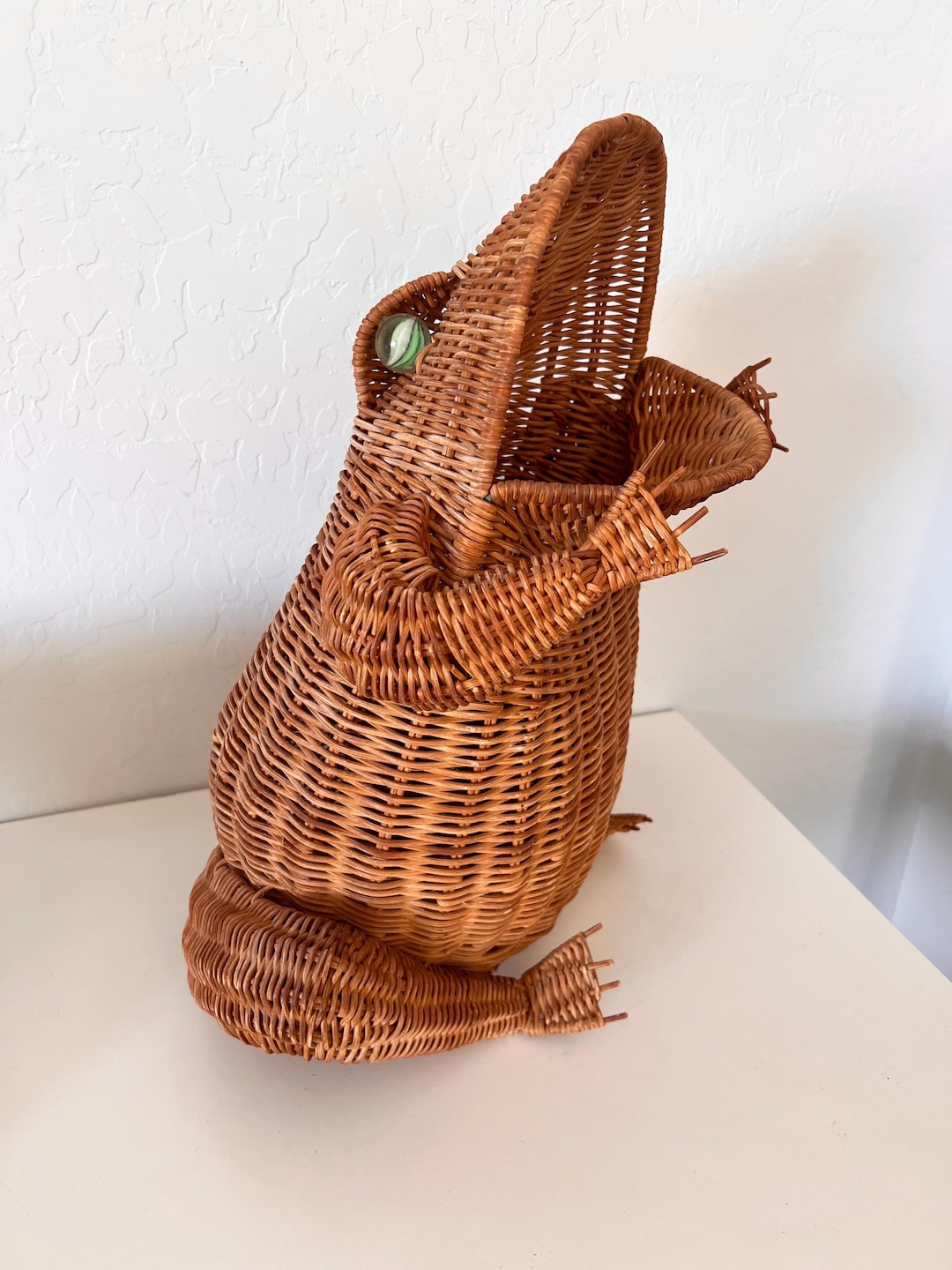 Vintage Italian Rattan or Wicker Frog Basket 17" Tall Mid Century ...