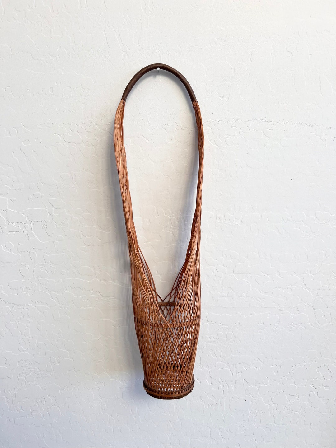 Vintage Unique Tall Wicker Basket, Wall Hanging or Plant Basket ...