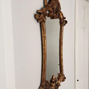 Vintage Italian Rococo Baroque Gold Wall Mirror Scrolled Giltwood Resin ...