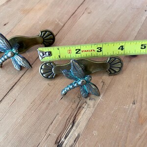 Two Vintage Dragonfly Gold Drawer or Cabinet Pulls, Cabinet Drawer Knobs Interior Knobs, Vintage ...