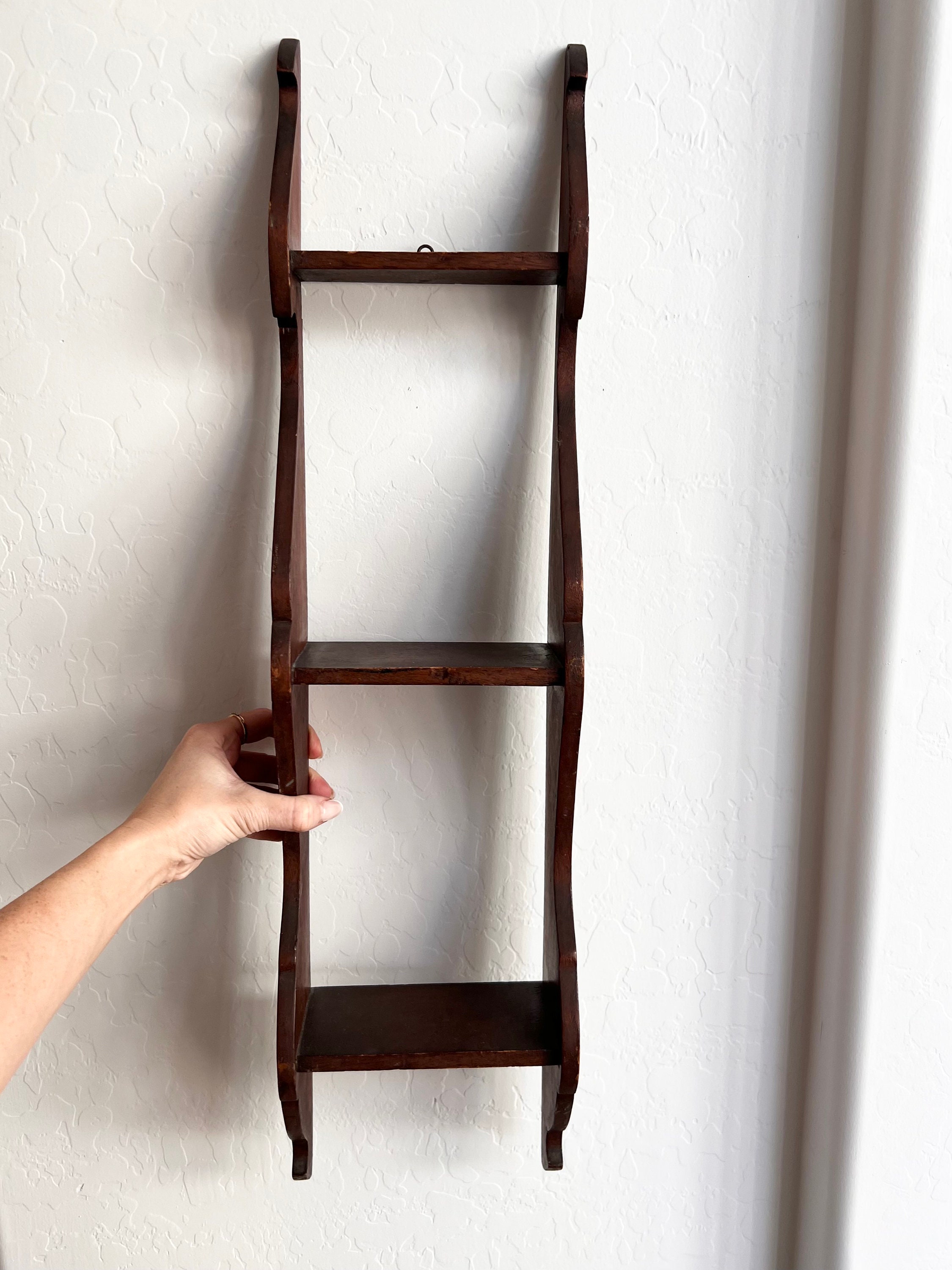 Antique Wood Shelf Dark Wood 3 Tier Wall Hanging Display - Etsy