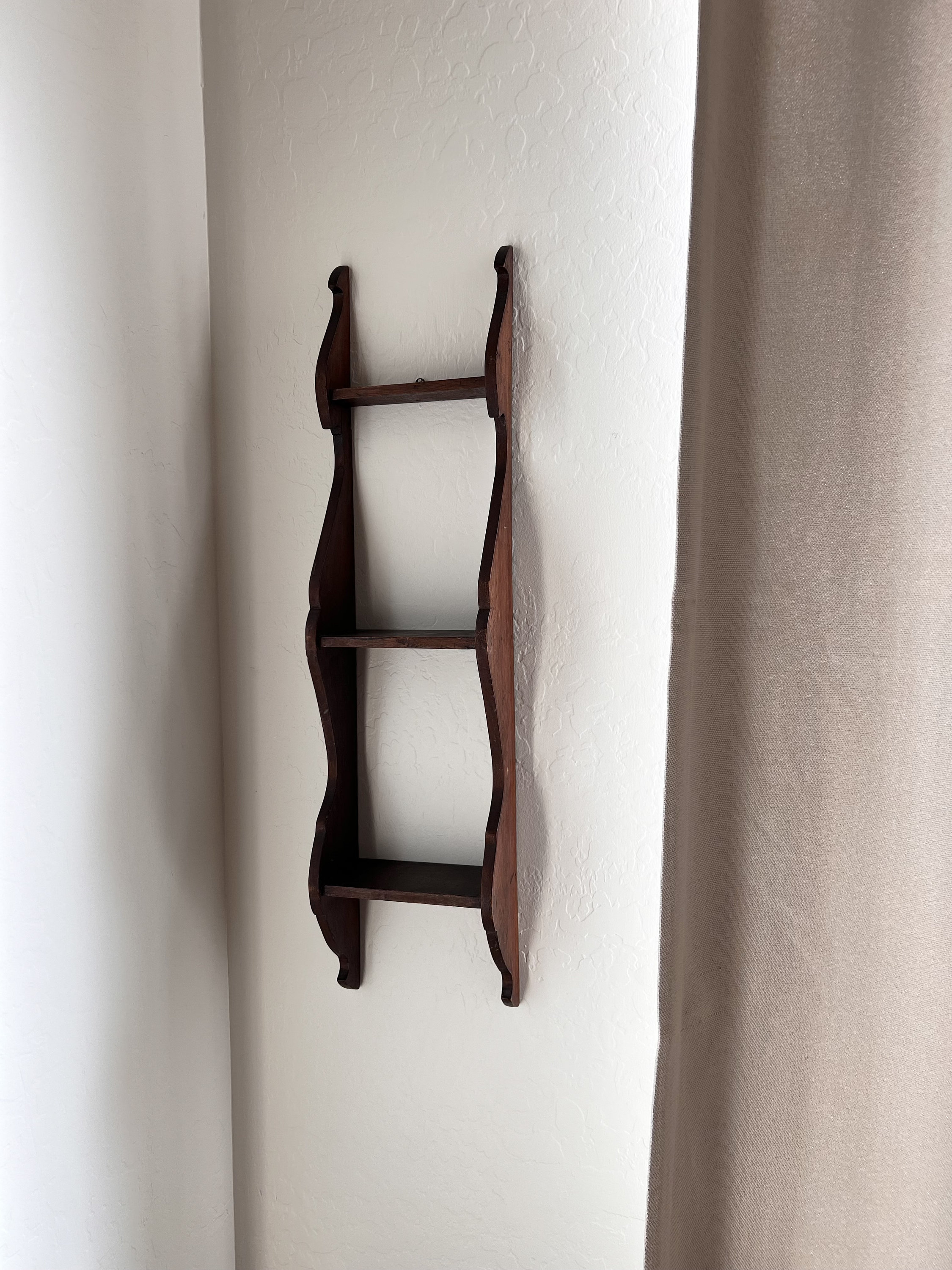 Antique Wood Shelf Dark Wood 3 Tier Wall Hanging Display - Etsy