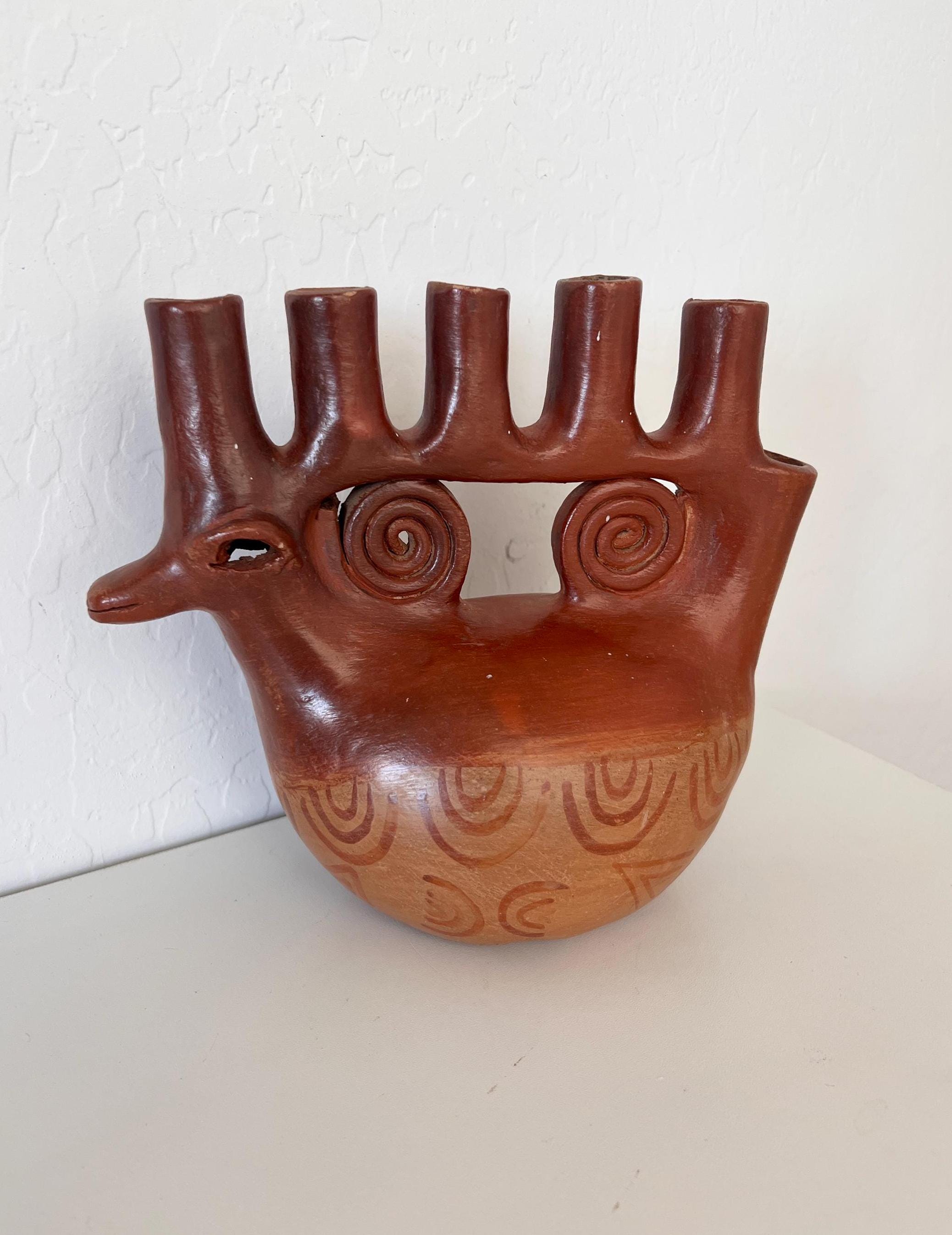Vintage 1970s Folk Art Candle Holder Heron Martinez Mendoza Vintage 1970s Folk Art Candle Holder Heron Martinez Mendoza