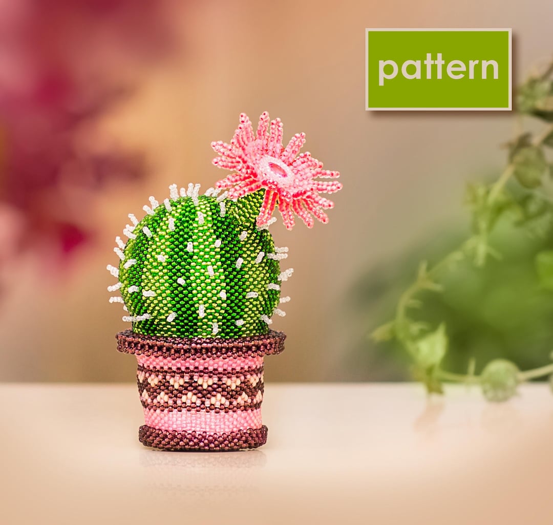 Beading Peyote Stitch Cactus With Flower | Detailed Pattern Tutorial ...