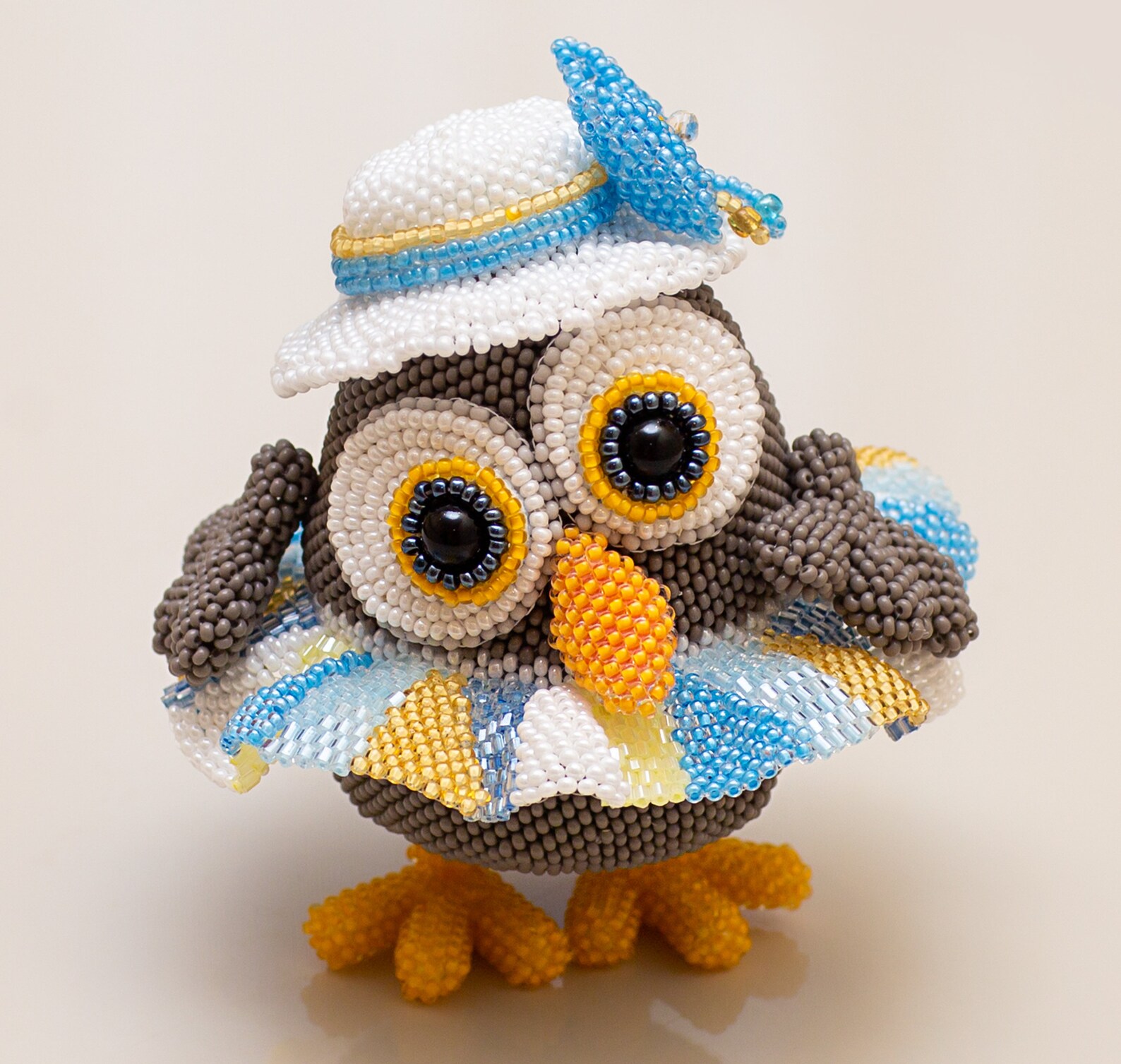 Owl in a Hat and Skirt | Beading Tutorial PDF Pattern | Geometric ...