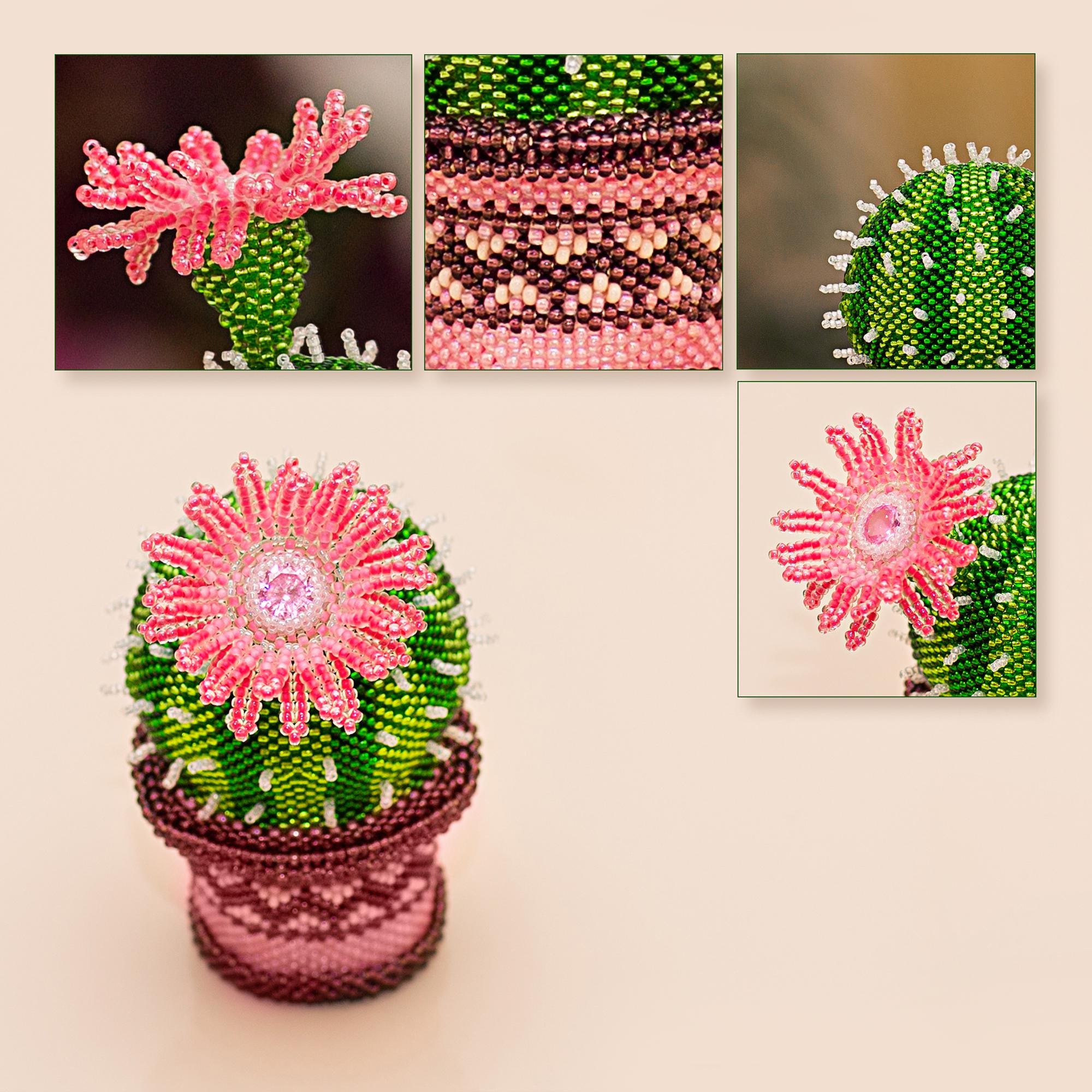 Beading Peyote Stitch Cactus With Flower | Detailed Pattern Tutorial ...