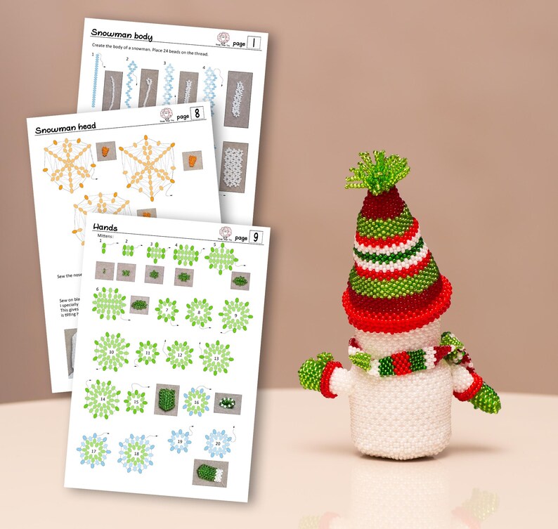 Beading Peyote Stitch Snowman | Christmas Gift | Detailed Pattern ...