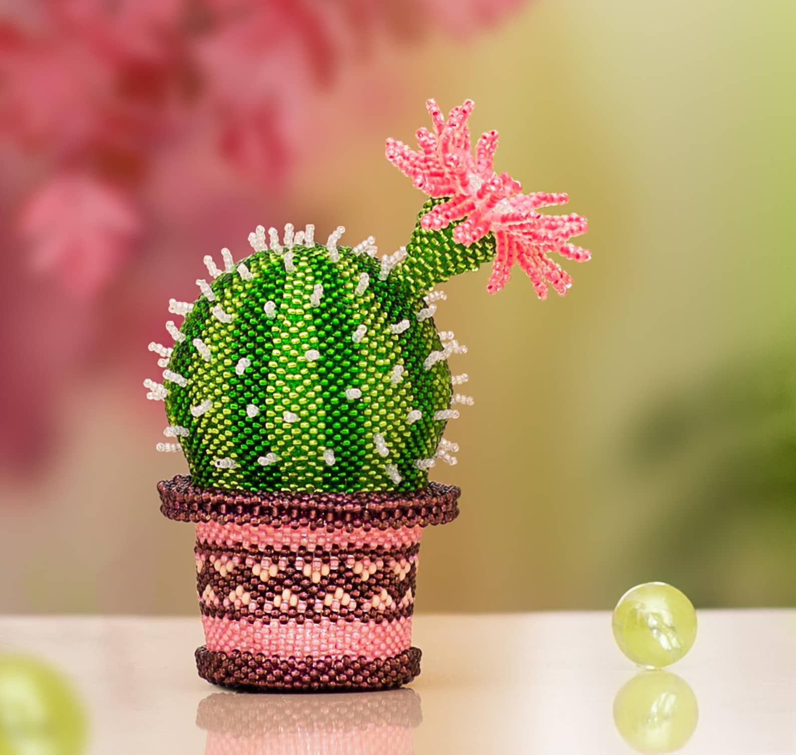 Beading Peyote Stitch Cactus With Flower | Detailed Pattern Tutorial ...