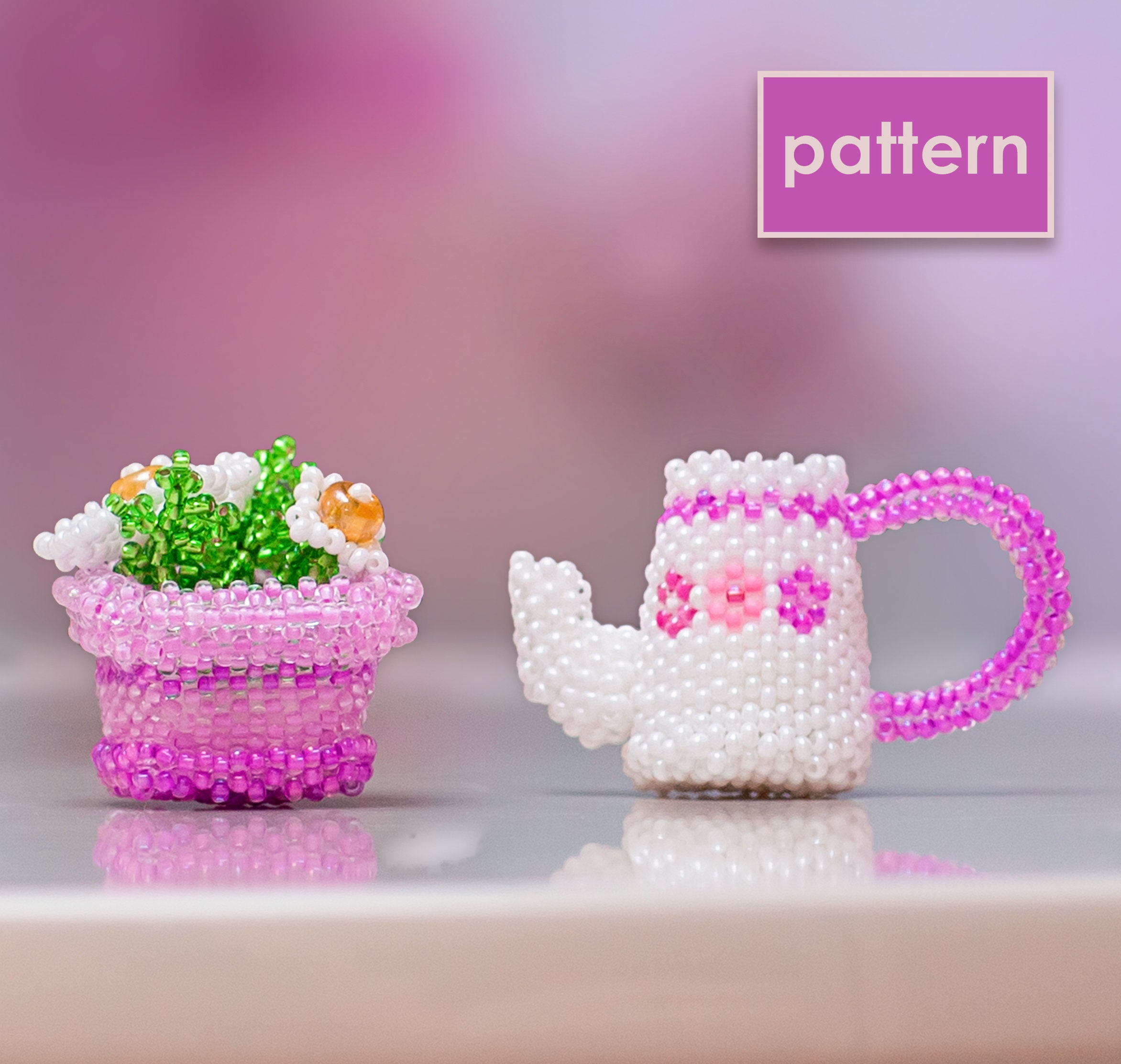 Detailed Pattern of a Teapot and a Flowerpot With Flowers | Peyote ...