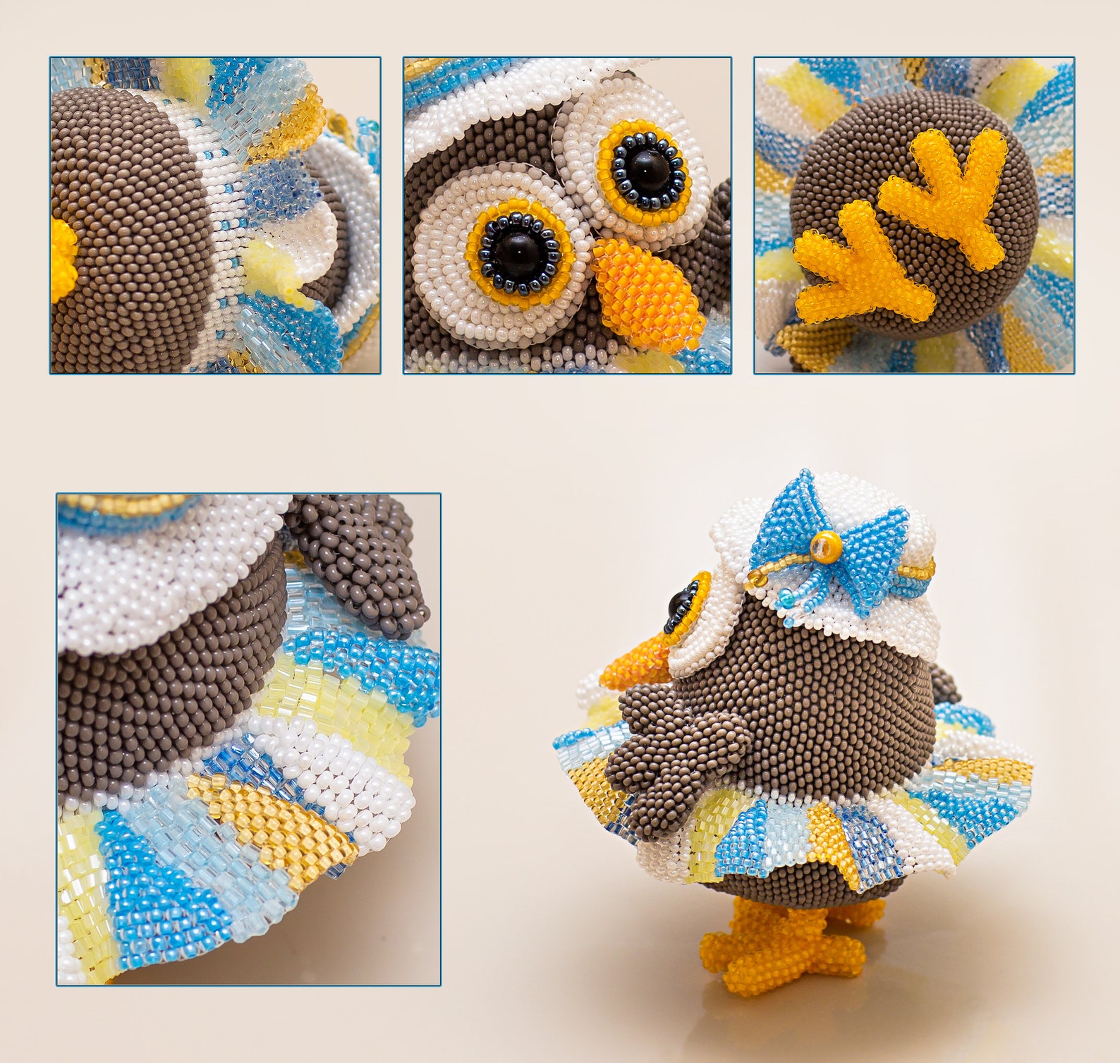Owl in a Hat and Skirt Beading Tutorial PDF Pattern Geometric Peyote ...