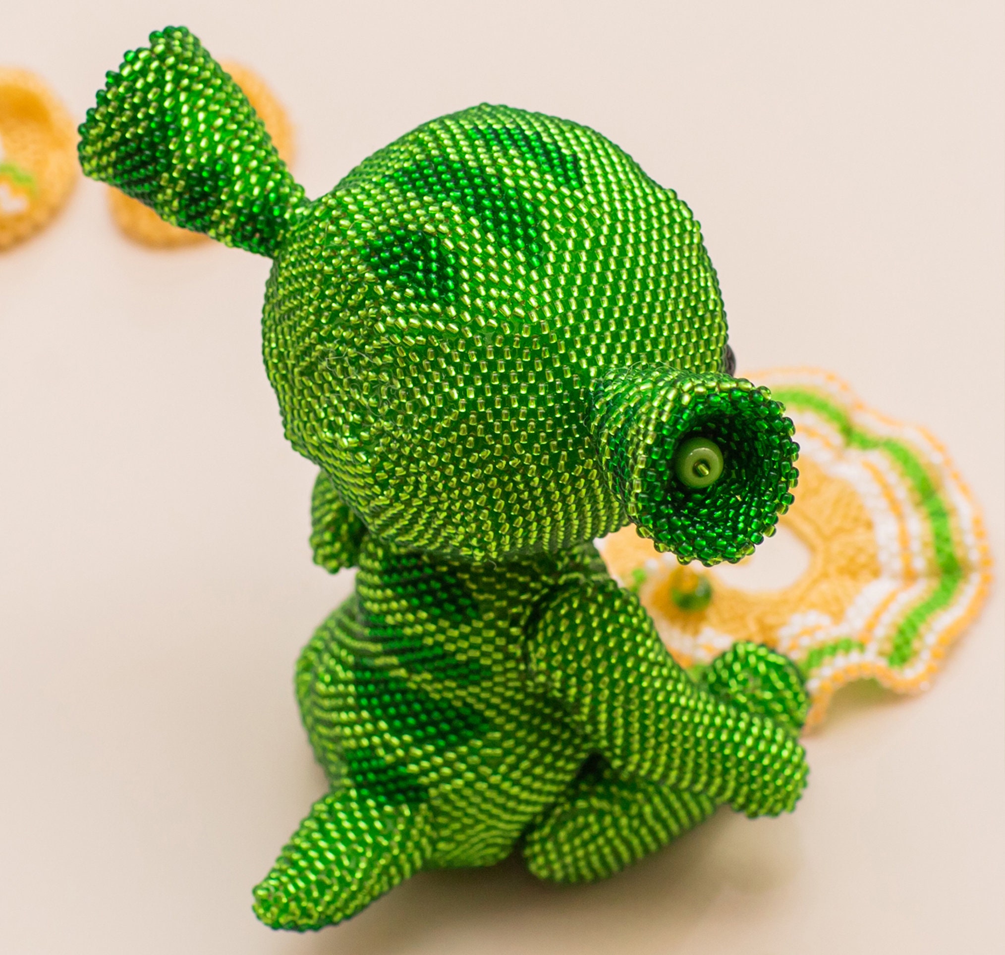 Green Beaded Alien Dimensional Beadwork A Perfect Figurine for Shelf - Etsy