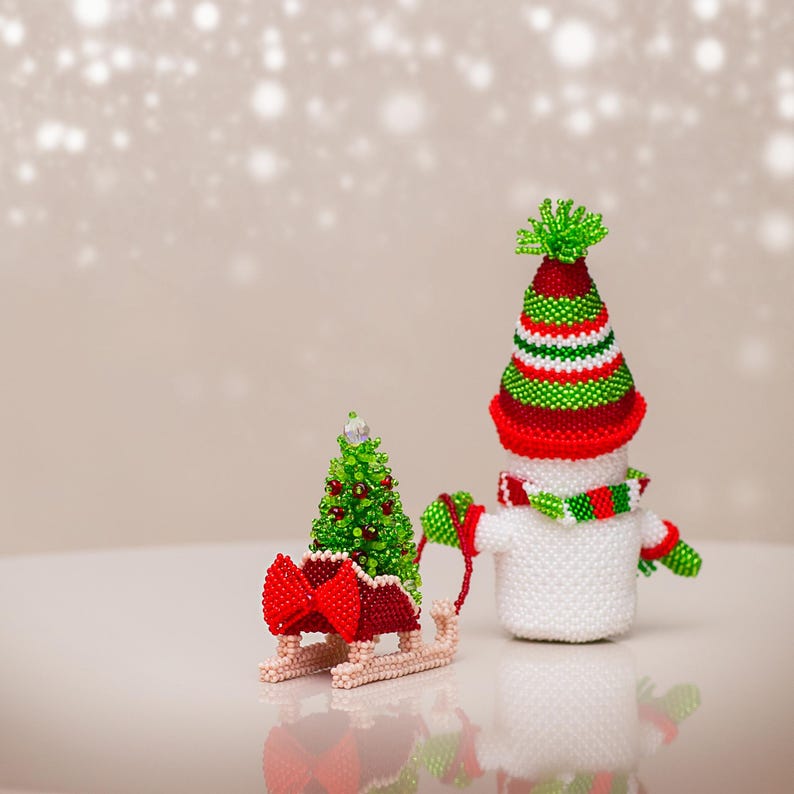 Beaded Christmas Set Pattern | PDF Tutorials of Snowman, Sled ...