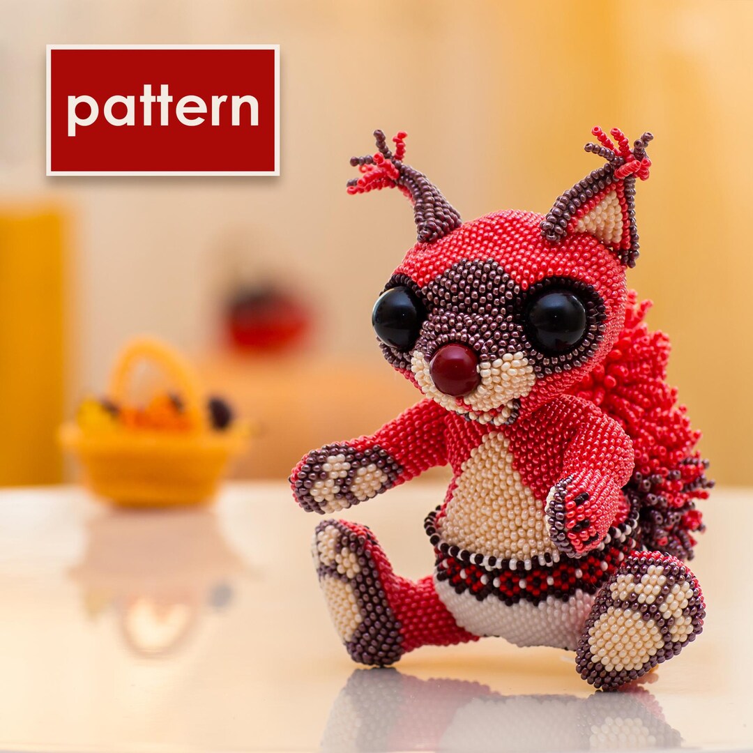 Beaded Squirrel Figurine Pattern PDF | Poseable Peyote Stitch Animal ...