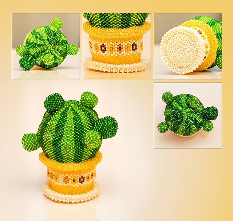 Beading Peyote Stitch Cactus | Detailed Pattern Tutorial PDF | Beaded ...