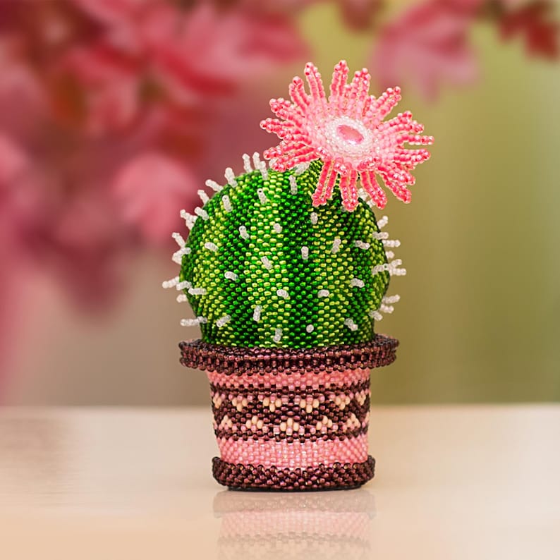 Beading Peyote Stitch Cactus With Flower | Detailed Pattern Tutorial ...