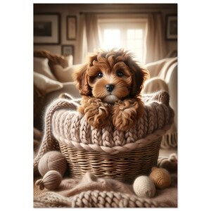 Cavapoo in Knit Sweater Art Print Cozy Dog Wall Art Pet Lover Decor - Etsy