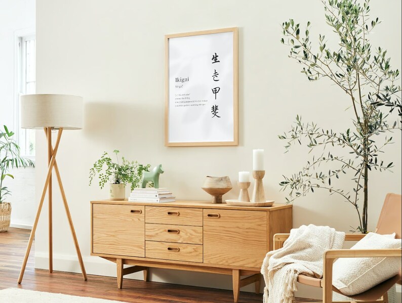 Ikigai Japanese Calligraphy Digital Print Wall Art Inspiration - Etsy