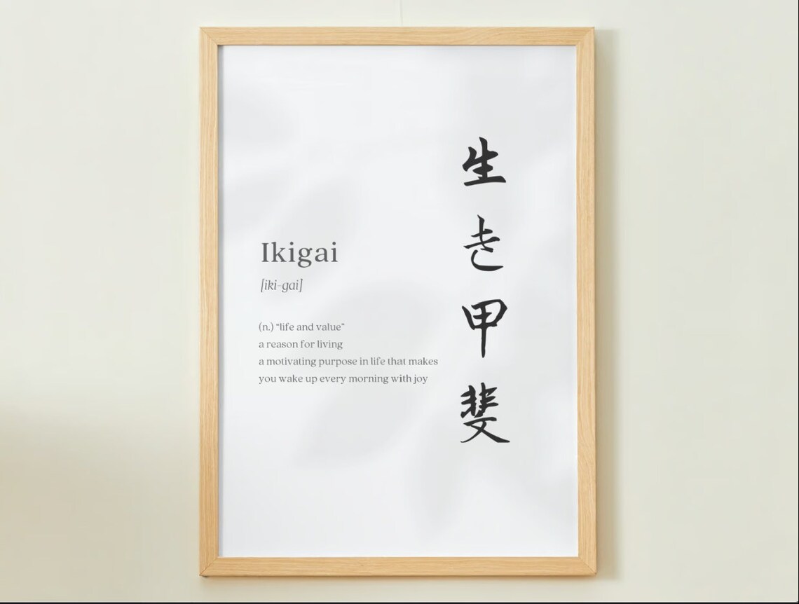 Ikigai Japanese Calligraphy Digital Print Wall Art Inspiration - Etsy