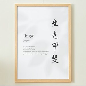 Ikigai Japanese Calligraphy Digital Print Wall Art Inspiration - Etsy