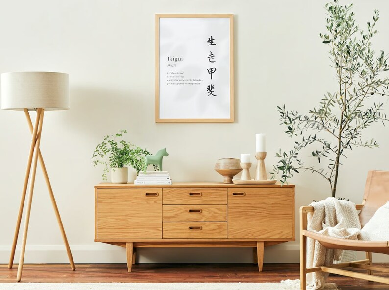 Ikigai Japanese Calligraphy Digital Print Wall Art Inspiration - Etsy