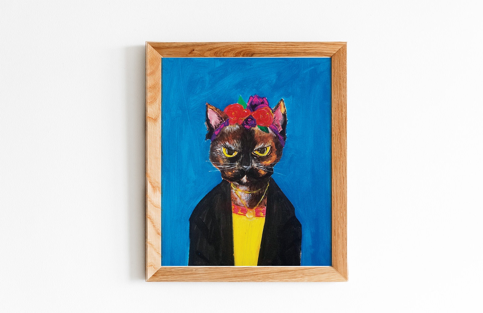 Original Frida Cat Acrylic Painting Print, Hand Painting, Frida Cat ...