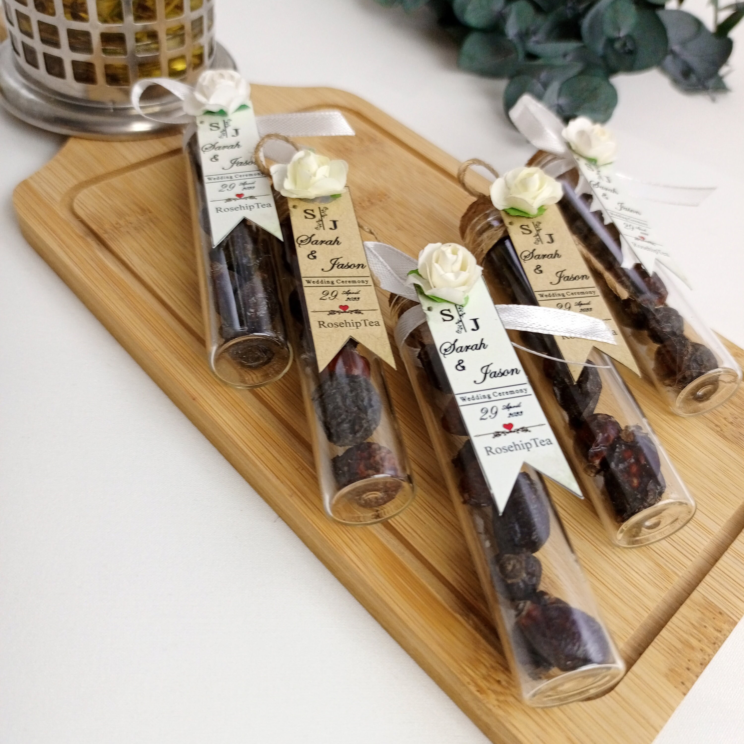 Personalized Wedding Tea Favors: Rustic Glass Jars, Unique Thank You ...
